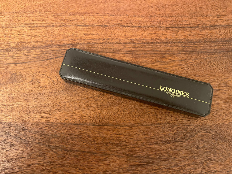 Vintage Longines watch box - dark brown/black rectangular – WATCH WAVE